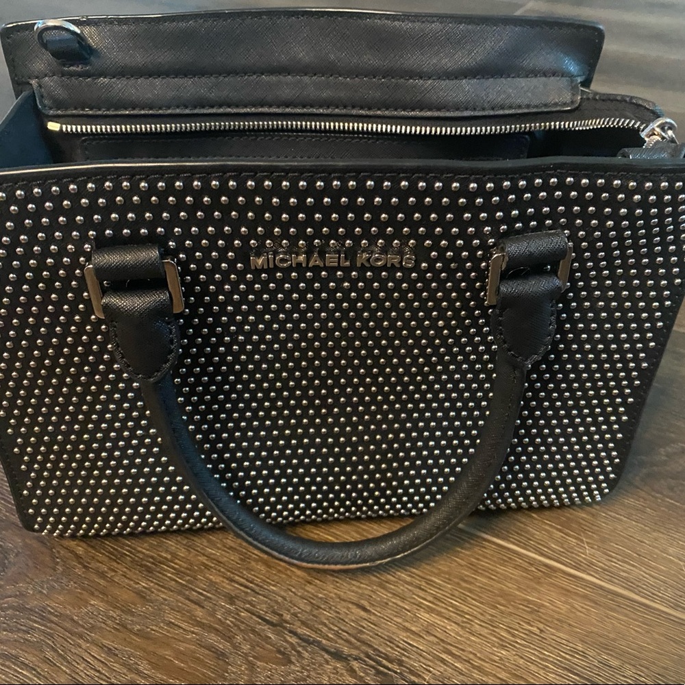 Michael Kors Md Tz Satchel 30f4smus2l Black Studded - Gem